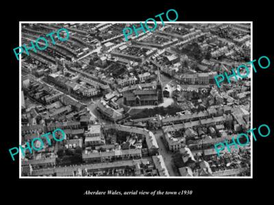 OLD LARGE HISTORIC PHOTO OF ABERDARE WALES AERIAL VIEW OF THE TOWN ...