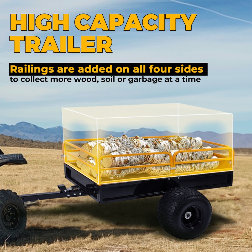 For ATV Utility Cart Cargo Trailer Tow Behind Dump Cart 1600 lbs Garden ...