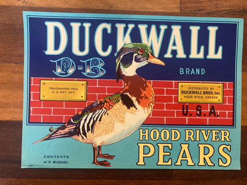 Duckwall Bird Orange Crate Label Hood River, Oregon Pears | eBay
