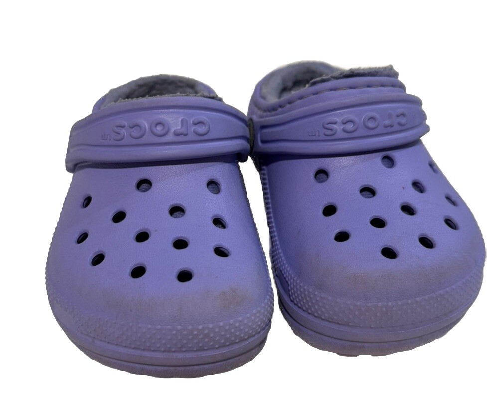 Crocs Classic Lined Clogs - Lilac/ Purple With Faux Fur Toddler Size 7 ...