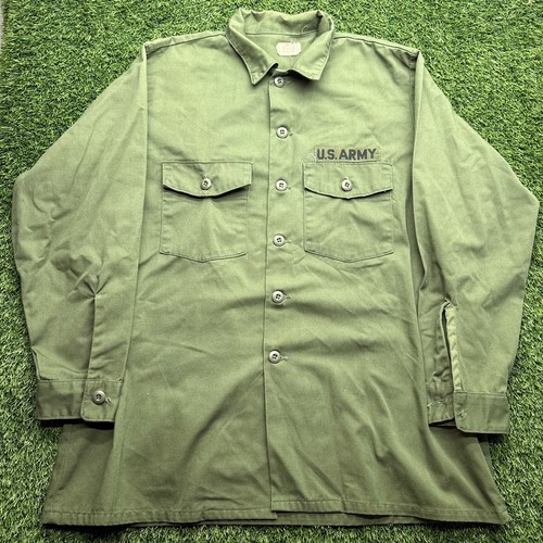 Vintage 80s OG 507 Shirt Mens 17.5/34 Green Utility Long Sleeve | eBay
