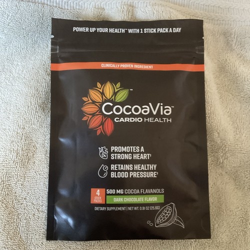 CocoaVia Cardio Health Cocoa Powder 4 Single Serve Sticks 500mg Cocoa ...
