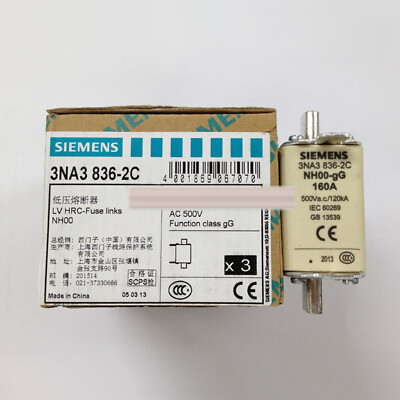 3pcs/1Box New For Siemens 3NA3836-2C NH00-gG 160A 500V 120kA Fuse FAST ...