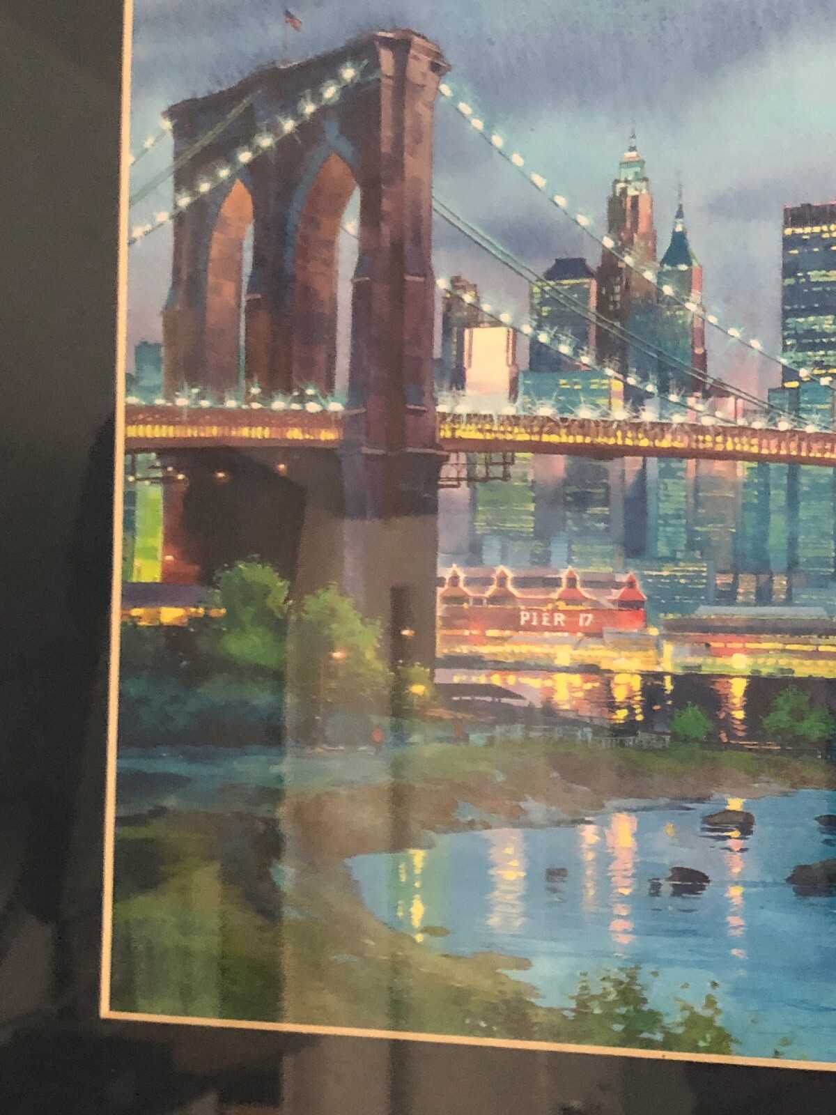 Roustam Nour Signed Print 1998 New York City Artist Brooklyn Bridge ...