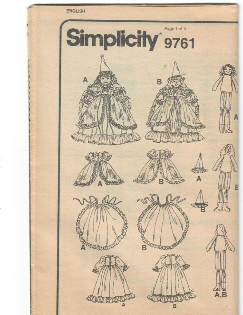 Simplicity Crafts 9761 Sewing Pattern 26" Stuffed Doll and 26" Doll ...