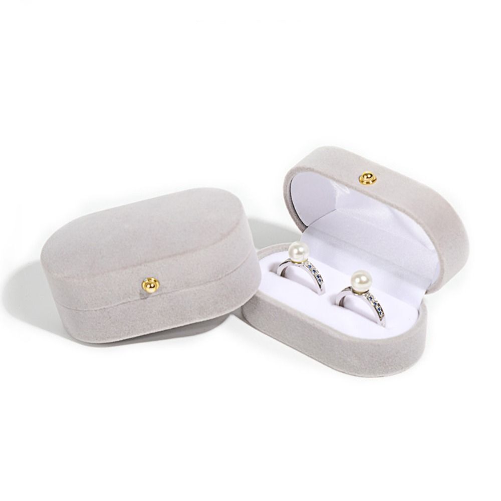 Earrings Holder Velvet Jewelry Case Oval Finger Ring Boxes Storage Box ...