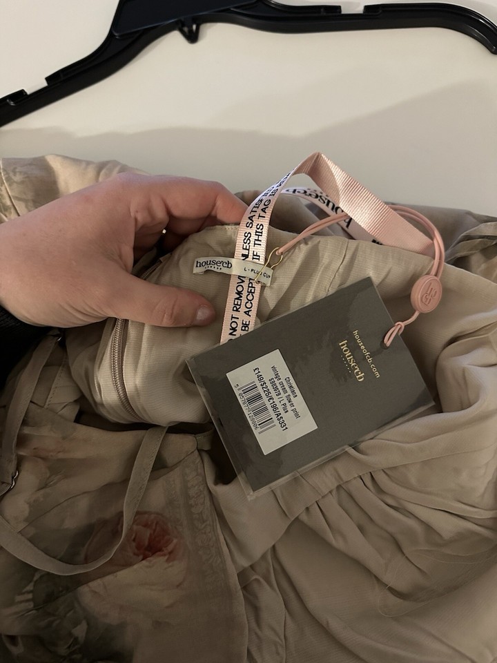 NEW House of CB Christiana Mini Dress L + PLUS CUP D/DD D/E Vintage Floral Beige | eBay