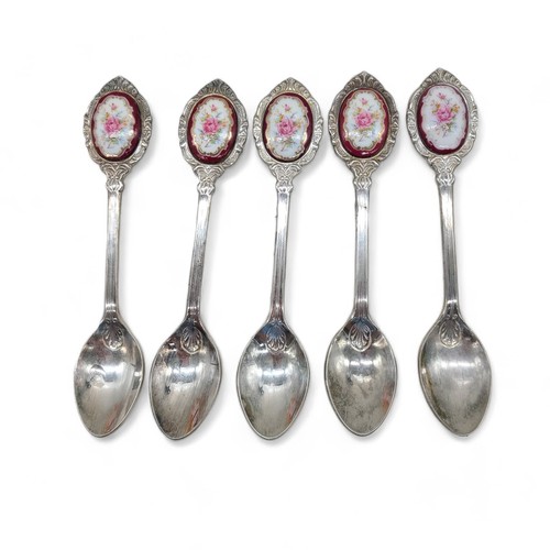 Set of Six Vintage Pink Roses Cameo Ceramic Teaspoons | eBay