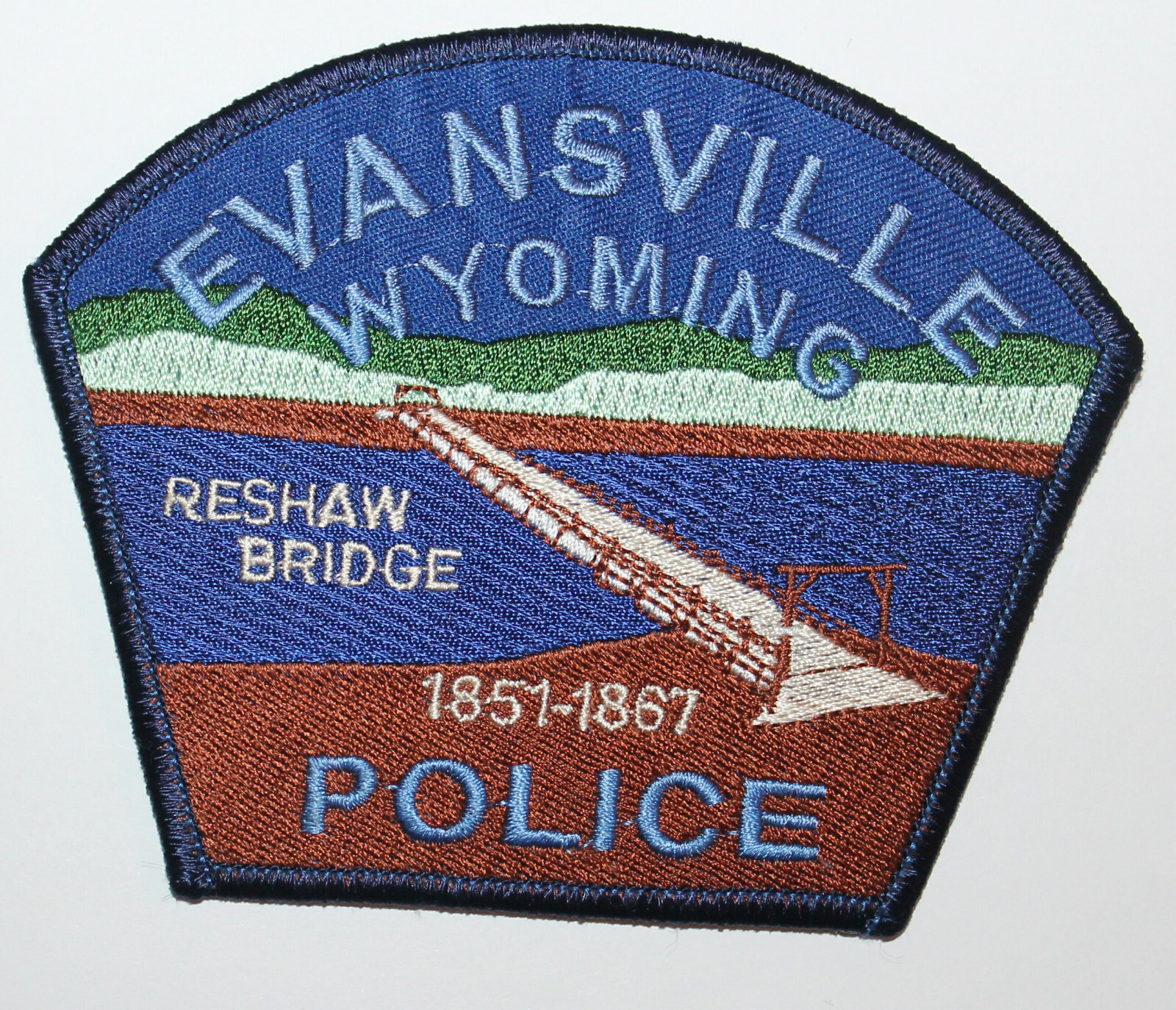 EVANSVILLE POLICE Wyoming Reshaw Bridge WY PD patch | eBay