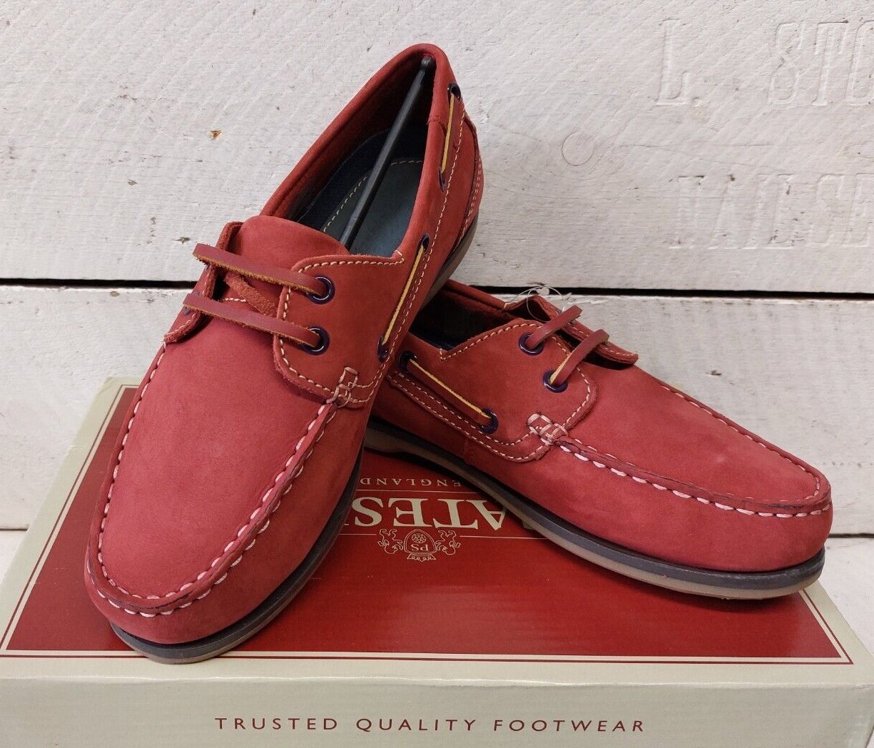 Ladies Catesby Pippa Red Nubuck Leather Lace Up Deck Shoes | eBay UK