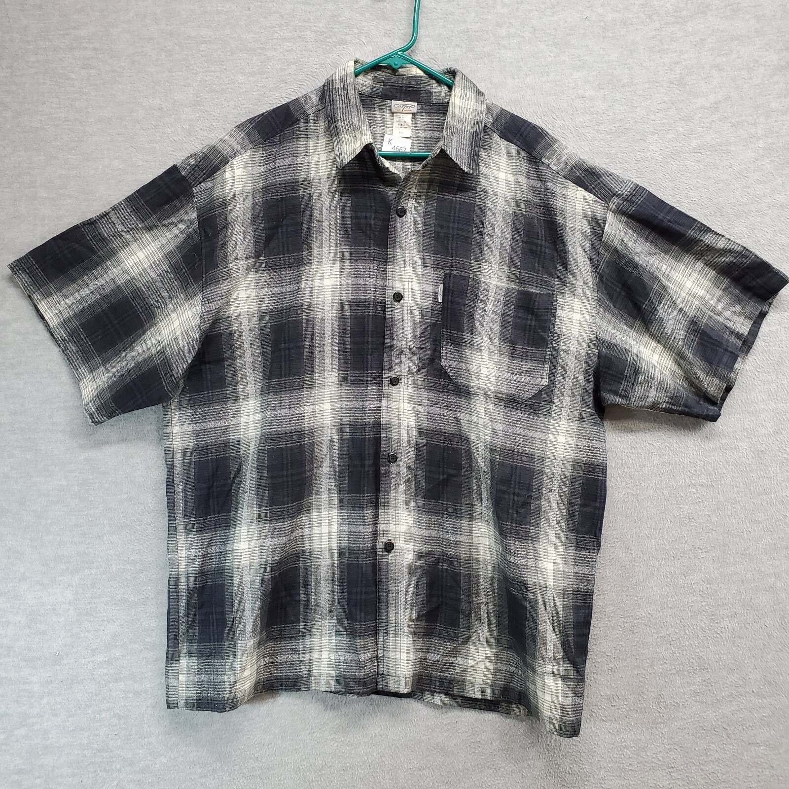 VINTAGE CalTop Men Button Up Shirt 2XL Gray 90s Plaid Old School ...