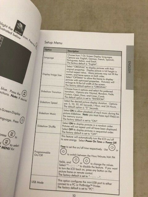 hp Digital Picture Frame User Manual, df720 df780 df820 df1000 series | eBay