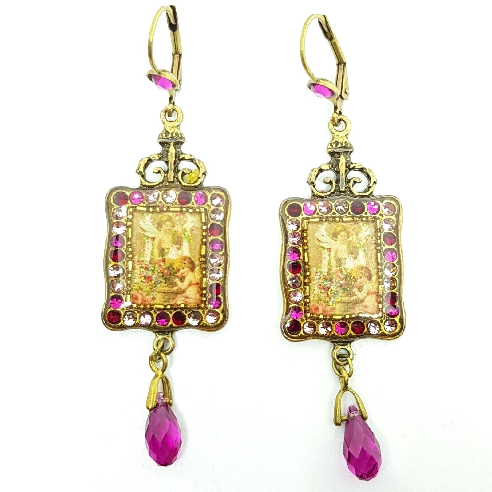 Earrings Lovely Michal Negrin Crystals Angels lions Made in Israel | eBay