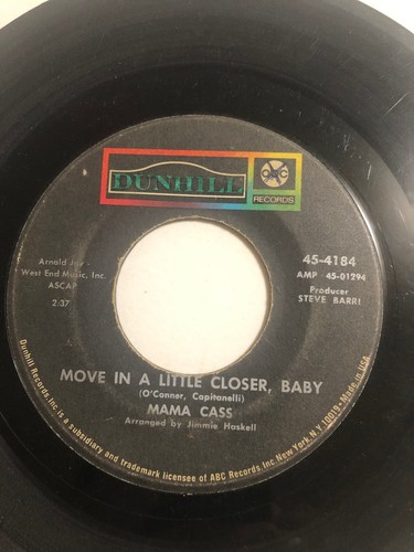 Mama Cass Move In A little Closer Baby 45 RPM Vinyl Record Dunhill ABC ...