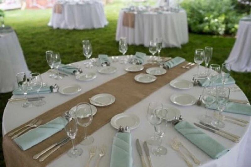 Burlap Table Runner Round Table