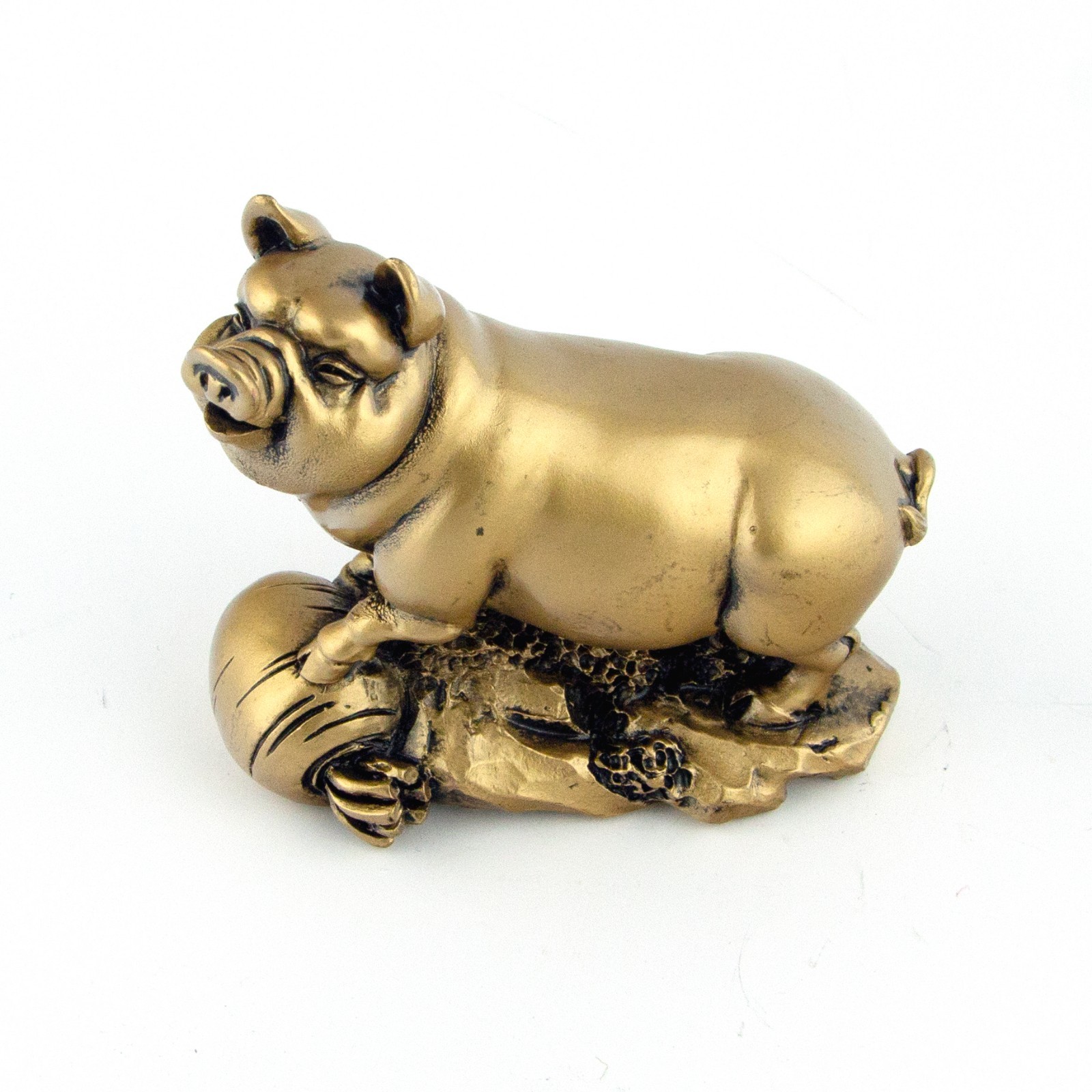 Chinese Zodiac Golden Pig Statue Boar Figurine Feng Shui Animal Bronze ...