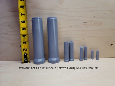 PRECAST, CONCRETE, RCP PIPES IN SCALE 1:16 1:35 1:50 1:72 FOR DIORAMA ...