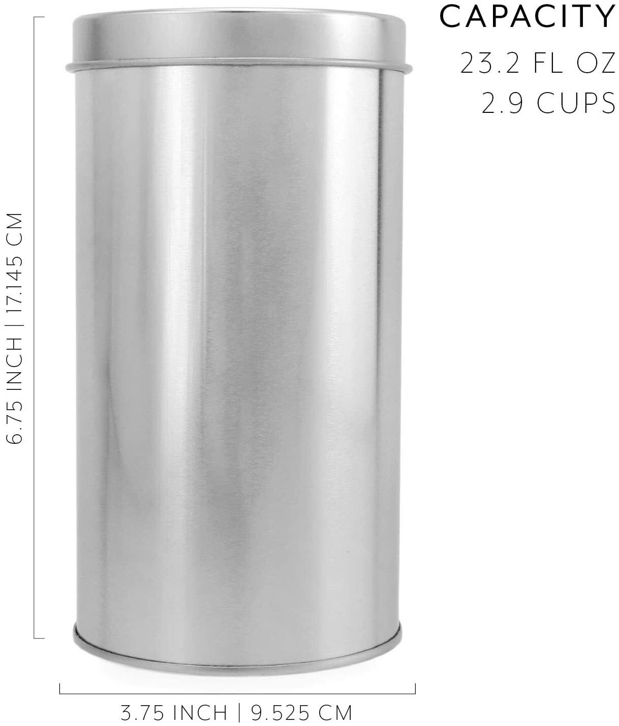 Double Seal Tea Canisters 4pk, Large Round Metal Containers w/ Interior ...