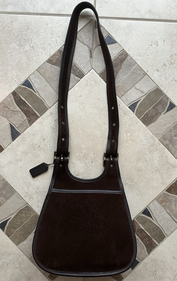 COACH VINTAGE BERKELEY 90'S MAHOGANY SUEDE & LEATHER SADDLE BAG 9014 ...