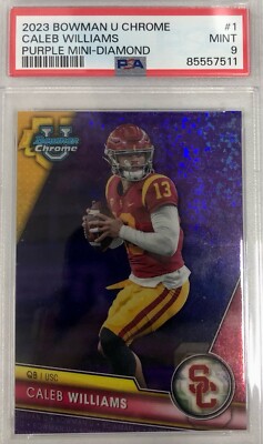CALEB WILLIAMS BOWMAN U CHROME #1 PURPLE MINI-DIAMOND 202/399 PSA 9 | eBay