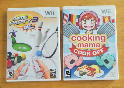 Cooking Mama Cook Off + Game Party 3 Wii games LOT/bundle COMPLETE With ...