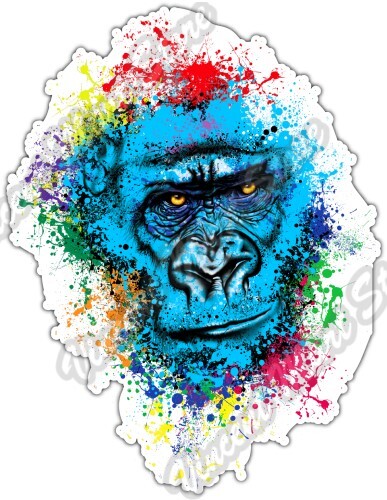 Gorilla Face Color Wildlife Jungle Monkey Car Bumper Vinyl Sticker ...