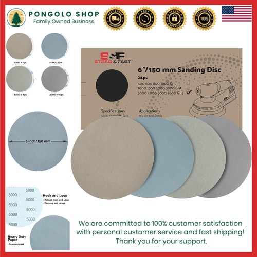 6 Inch Sanding Discs Hook and Loop Assorted Grit 24 Pcs for Auto Metal ...