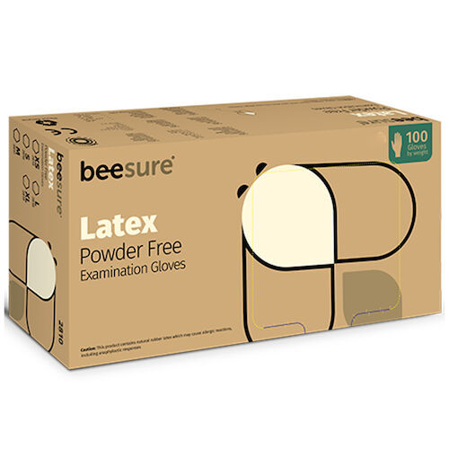 Cranberry 2819 BeeSure Latex Exam Gloves Extra Large Powder Free 100/Bx ...