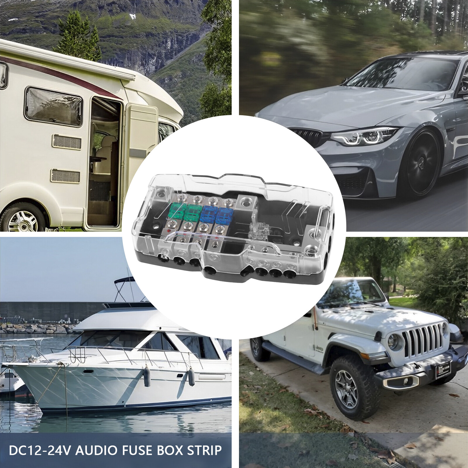 4 Way Power Distribution Block Zinc Alloy Car Audio Fuse Block with 6 ...