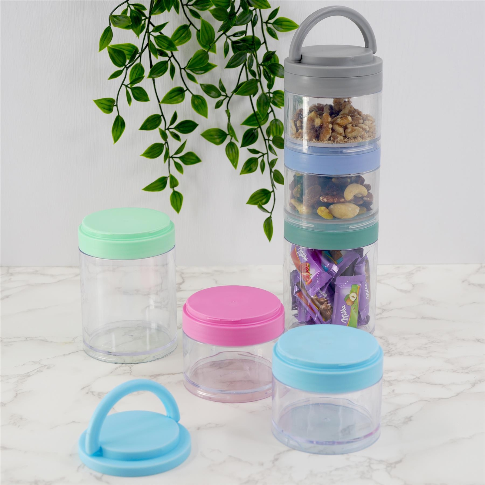 Stackable Food Storage Container Portable Chocolate Snack Jars Tower ...