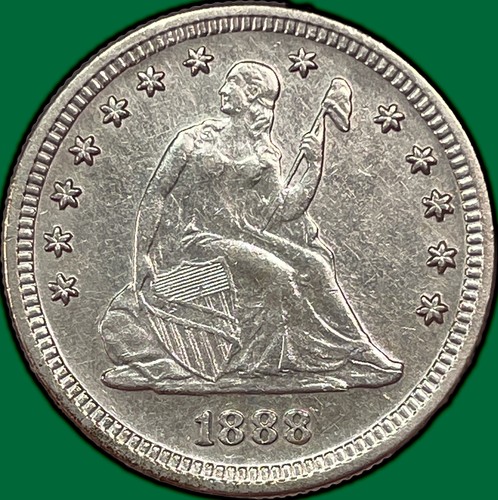 1888-S Seated Liberty Quarter Almost Uncirculated AU Coin, Cleaning ...