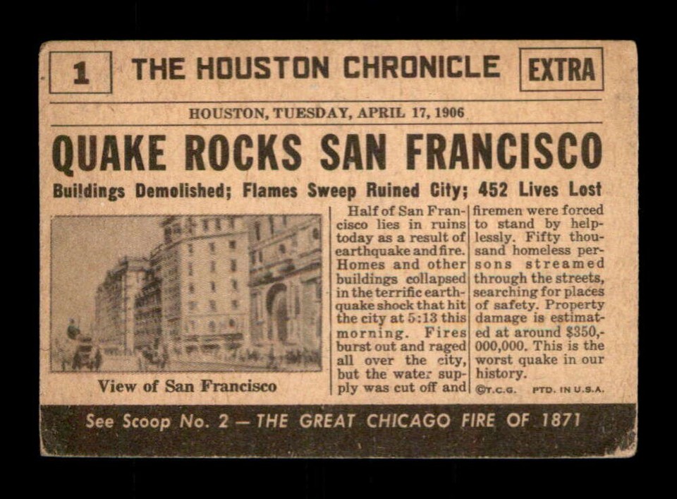 1954 Topps Scoops #1 San Francisco Earthquake G/VG X3685414 | eBay