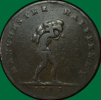 1793 Lancashire Manchester Halfpenny Conder Token Very Fine VF Coin ...