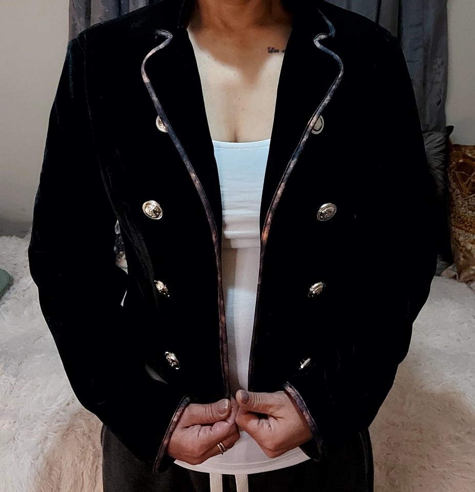 Womens Boho Velvet Military jacket Size 12/14 | eBay UK