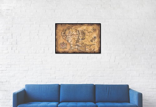 The Lord Of The Rings / The Hobbit - Movie Poster (Dark Map Of Middle ...