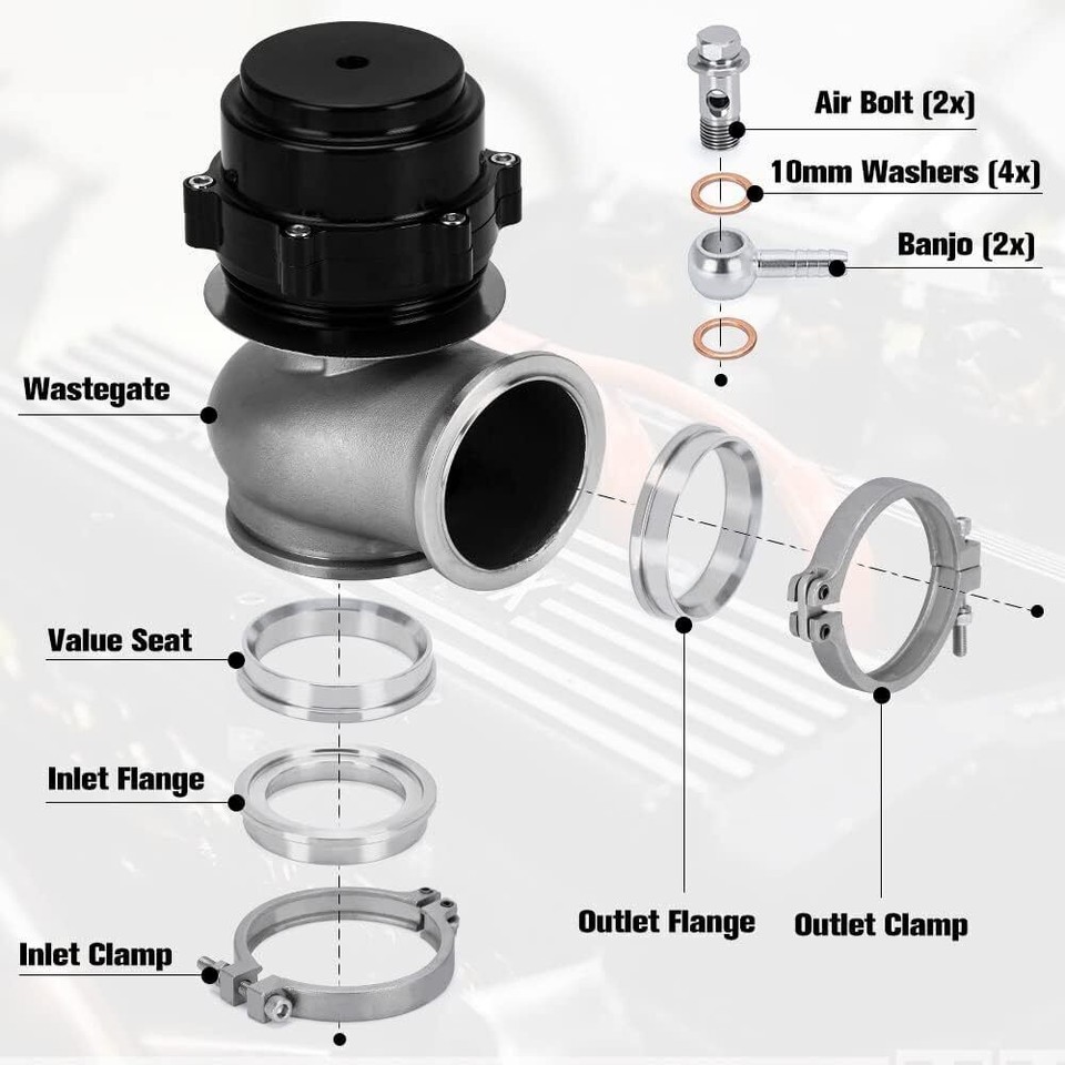 38mm Turbo External Wastegate MVS BOV Boost W/ Tial V-Band Flange ...