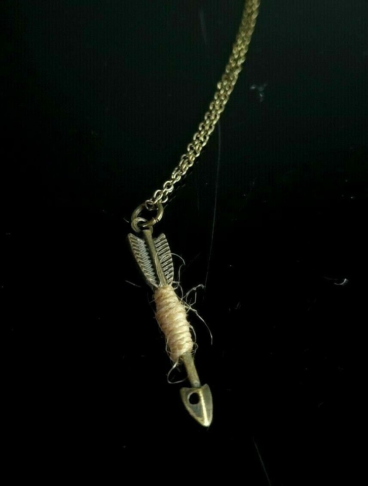 Twine Wrapped Fishbone Arrow Pendant Brass Chain Necklace Womens | eBay