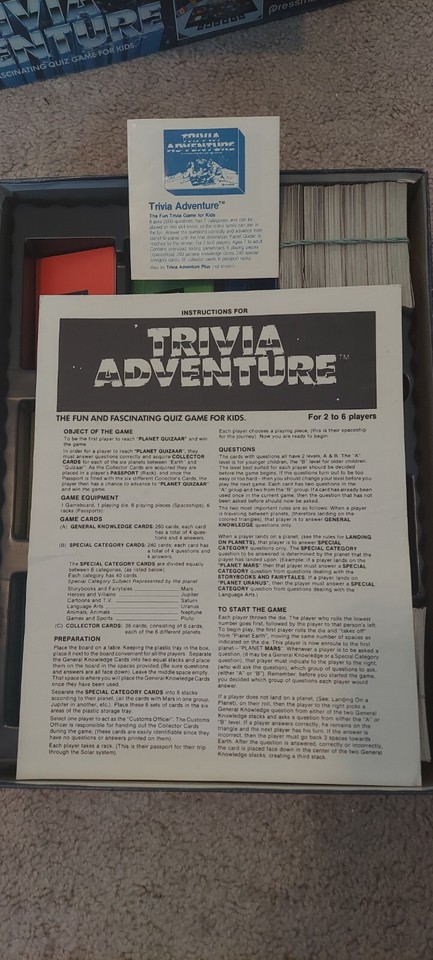 TRIVIA ADVENTURE VTG PRESSMAN QUIZ BOARD GAME 1983 COMPLETE SET!! GREAT ...