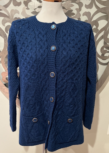 Aran Crafts Womens Sweater LARGE Cardigan Wool Buttons Ireland Soft ...