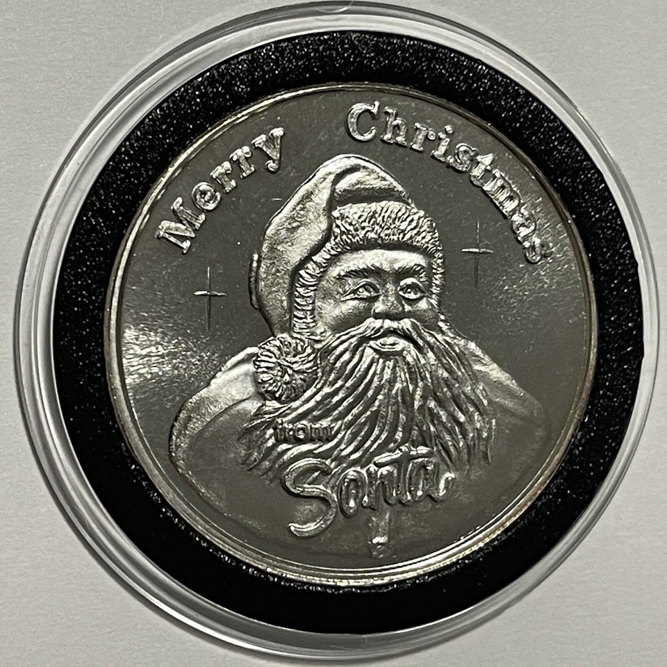 Merry Christmas From Santa Holiday Coin 1 Troy Oz .999 Fine Silver ...