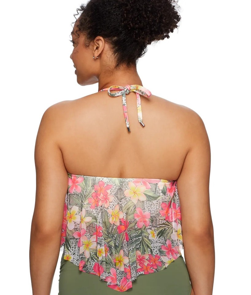 Coco Reef MULTI Aura Printed Bra-Sized Cropped Tankini Swim Top, US 34C ...