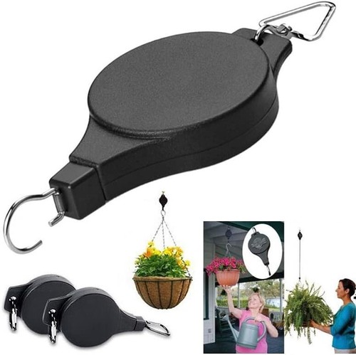 Hanging Basket Pully Hook Retractable Rope Hanger 10KG Load Capacity ...
