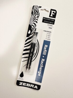 Zebra F REFILL Ballpoint Pen 2-pack F-301 F-402 F-701 F-xMD BLACK ink 0 ...