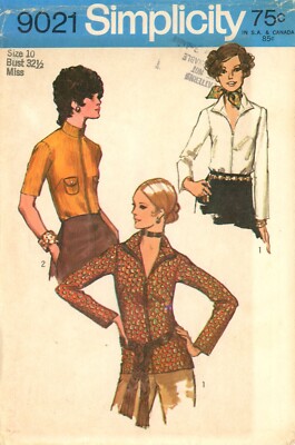 Simplicity 9021 Front-Zip Blouse w Standing Collar, Patch Pockets Sz 10 ...