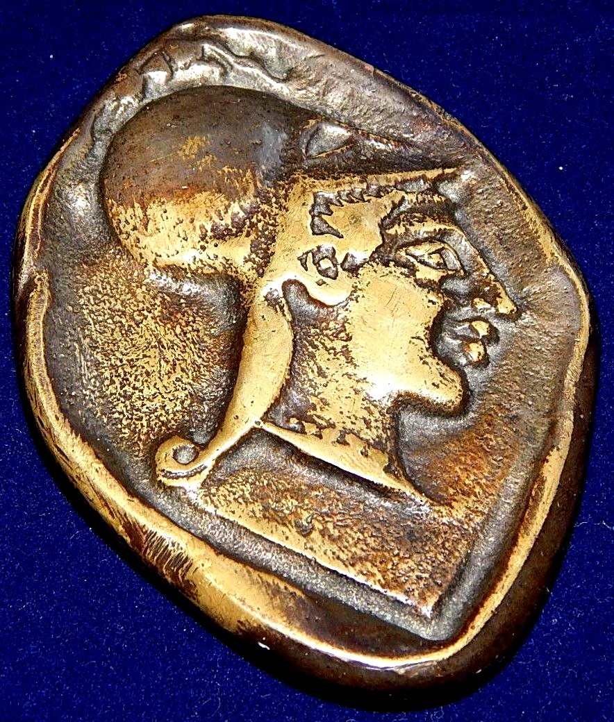 MYTHOLOGY ATHENA CHALINITIS / GREEK / RARE Big Bronze Medal / 70 x 100 ...