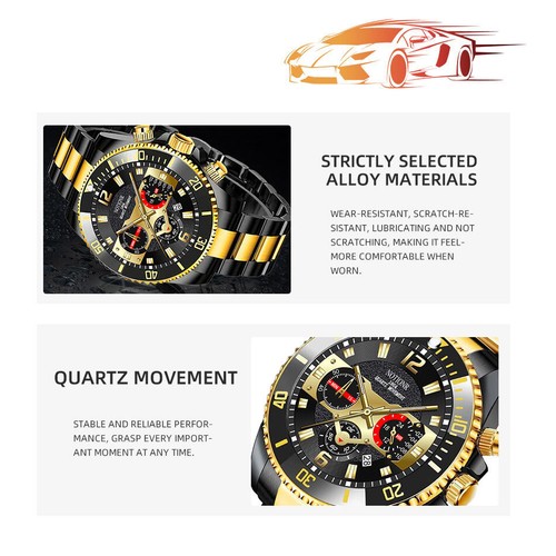 NOTIONR Mens Waterproof Watch Business Stainless Steel Date Quartz ...