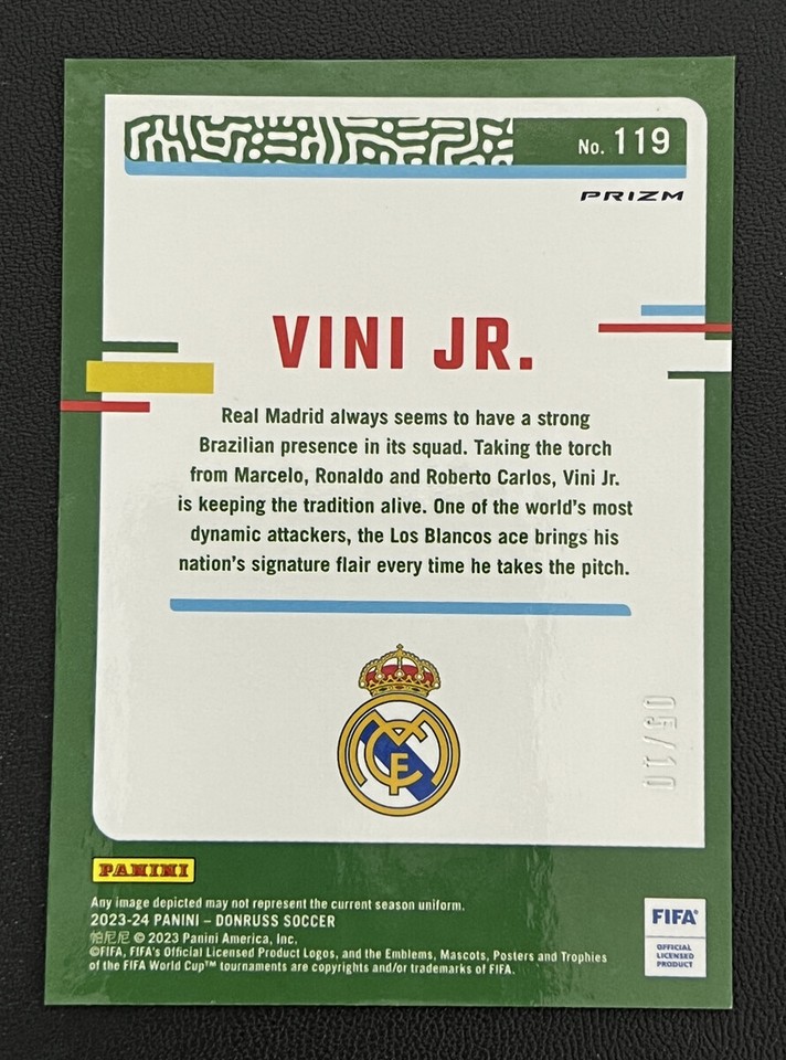2023-24 Panini Donruss FIFA Optic Vini Jr. Vinicius Junior #119 Gold ...