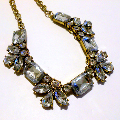 Signed ICING Brass Tone Rhinestone Statement Necklace | eBay