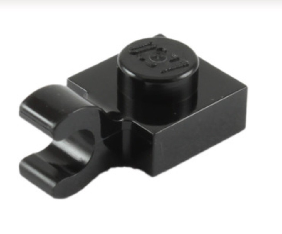 Lego 50 Black Plate 1x1 Modified with Clip Horizontal,thick open O clip ...