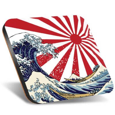 1x Square Coaster 12cm Japanese Wave Sunrise Tsunami Wave #56202 | eBay UK